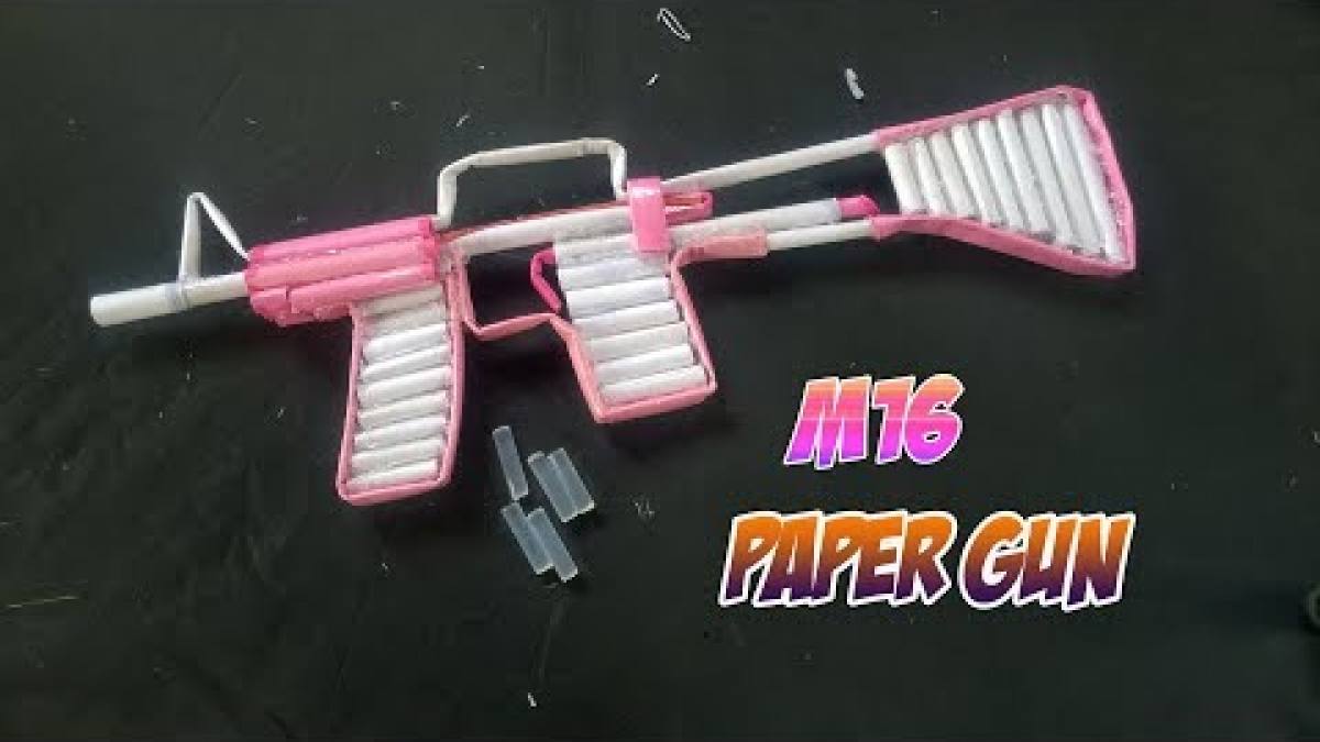 DIY.ปืนm16 ปืนกระดาษ ทำของเล่นจากกระดาษ DIY. M16 gun, paper gun, toy ...
